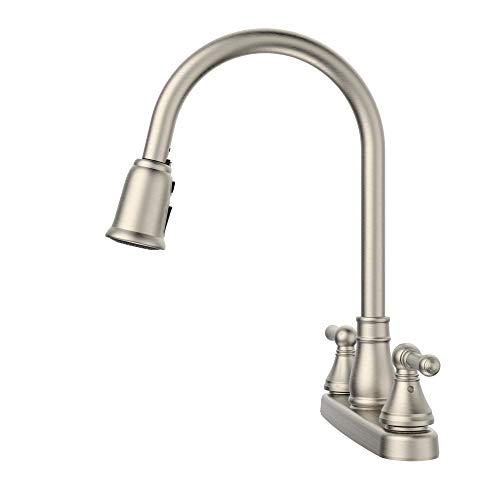 Belanger EBE78WBN2 Non-Metallic Two-Handle Pull-Down Sprayer Kitchen Faucet, Brushed Nickel