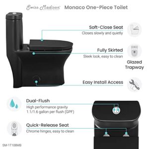 Swiss Madison SM-1T108MB Monaco One Piece Elongated Toilet Dual Flush, Matte Black