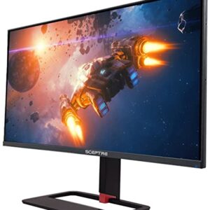 Sceptre 27 inch QHD IPS LED Monitor 2560x1440 HDR400 HDMI DisplayPort up to 144Hz 1ms Height Adjustable, Build-in Speakers, Gunmetal Black (E275B-QPN168)