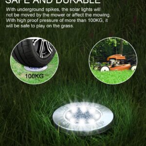 UFOND 8 Pack Solar Ground Lights, Outdoor Waterproof Solar Garden Lights Decor, Disk Solar Deck Lights, Landscape Lighting for Patio Pathway Yard,Outdoor Lights (Cold White)