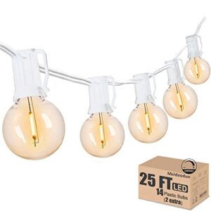 meidaoduo outdoor globe string lights white - g40 outdoor lights patio string lights linkable waterproof with 14 shatterproof clear bulbs(2 extra) for wedding party pergola gazebo lights