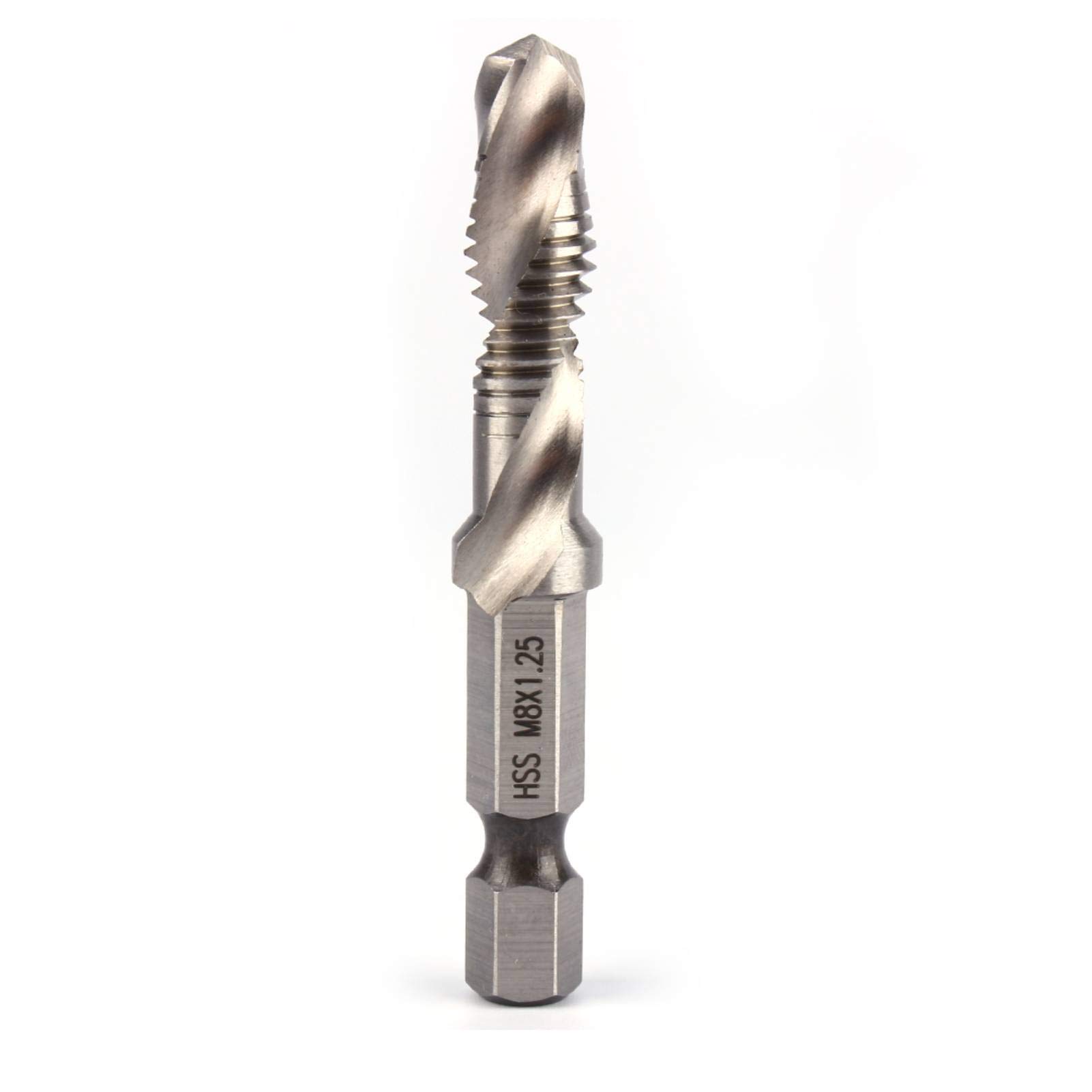 M8 Tap, M8 Drill Bit, HSS 1/4" Hand Tap Hex Shank Drill Bits, Combination Drill and Tap Bit Hand Tools for Wood Drilling, Soft Metal, Aluminum, Iron