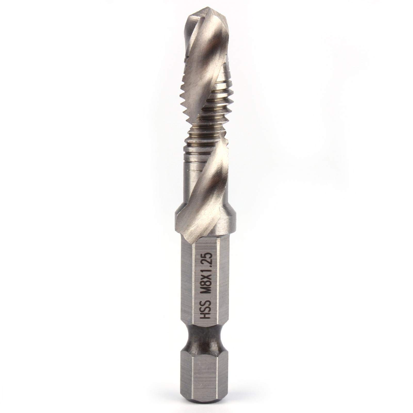 M8 Tap, M8 Drill Bit, HSS 1/4" Hand Tap Hex Shank Drill Bits, Combination Drill and Tap Bit Hand Tools for Wood Drilling, Soft Metal, Aluminum, Iron