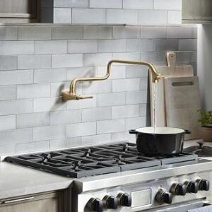 KOHLER 22066-2MB Graze Wall-Mount Pot Filler, Pot Filler Faucet, Pot Fillers Wall Mount, Vibrant Brushed Moderne Brass