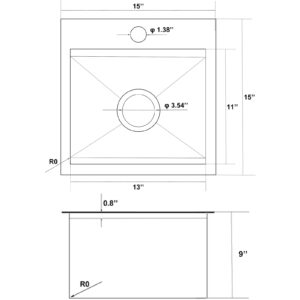 Bar Sink Drop In-VALISY 15x15 Inch Kitchen Sink Stainless Steel Square Small Topmount Workstation Kitchen Bar Sink，Single Bowl Kitchen Sink for Office Laundry Wet Bar Prep RV Outdoor Yard