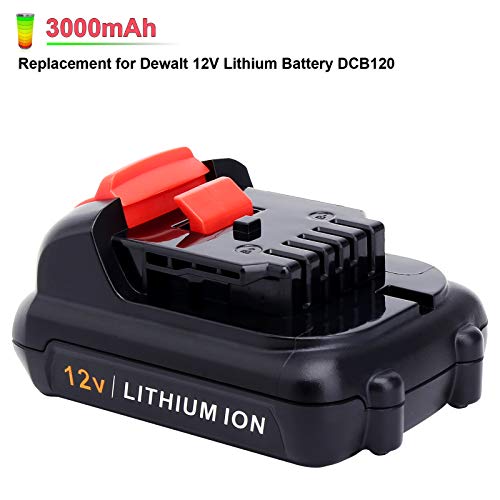 ELEFLY 2 Pack 12V 3.0Ah Lithium Battery Replacement for Dewalt 12V Battery DCB120 DCB124 DCB126, Compatible with Dewalt 12V Drill Tool Battery DCB121 DCB122 DCB123 DCB127