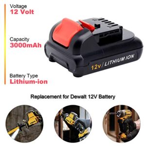 ELEFLY 2 Pack 12V 3.0Ah Lithium Battery Replacement for Dewalt 12V Battery DCB120 DCB124 DCB126, Compatible with Dewalt 12V Drill Tool Battery DCB121 DCB122 DCB123 DCB127