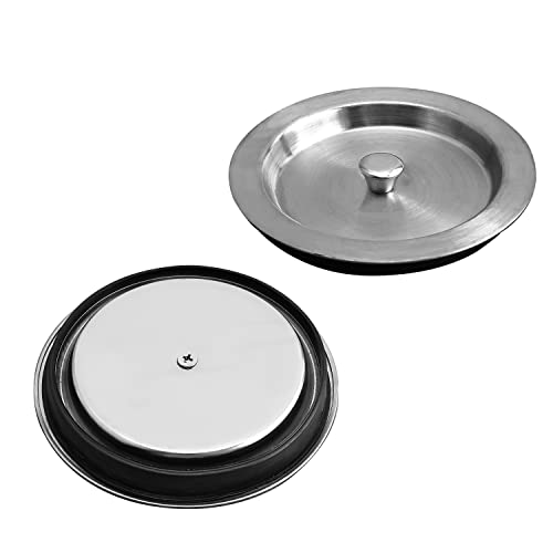 Yinpecly Metal Sink Drain Stopper Stainless Steel Sink Plug with Rubber Sealing Lid 4.69 inch Diameter Knob Design for Kitchen Sink Bathtub 2pcs