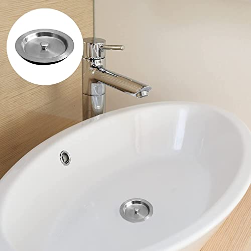 Yinpecly Metal Sink Drain Stopper Stainless Steel Sink Plug with Rubber Sealing Lid 4.69 inch Diameter Knob Design for Kitchen Sink Bathtub 2pcs