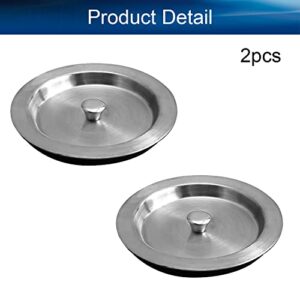 Yinpecly Metal Sink Drain Stopper Stainless Steel Sink Plug with Rubber Sealing Lid 4.69 inch Diameter Knob Design for Kitchen Sink Bathtub 2pcs