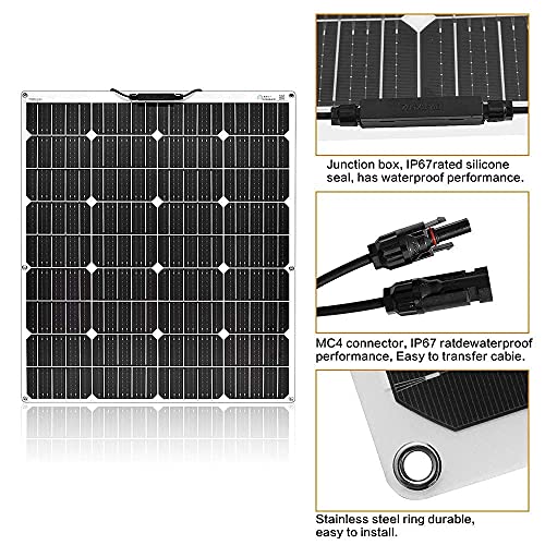 Socentralar Flexible Solar Panel 100W 12V, Monocrystalline Solar Panel 100 Watt, Portable Solar Panels Outdoor Power Charger,for Homes, RV, Boat, Uneven Surfaces