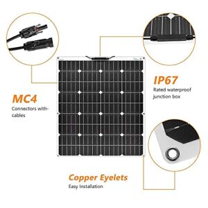 Socentralar Flexible Solar Panel 100W 12V, Monocrystalline Solar Panel 100 Watt, Portable Solar Panels Outdoor Power Charger,for Homes, RV, Boat, Uneven Surfaces