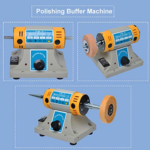 TM-2 Jewelry Rock Polishing Buffer Machine Bench Lathe Polisher Kit Rock Tumbler Gem Tools Grinder 350W 110V