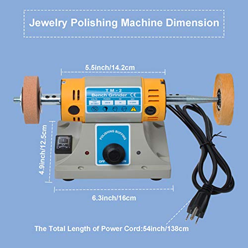 TM-2 Jewelry Rock Polishing Buffer Machine Bench Lathe Polisher Kit Rock Tumbler Gem Tools Grinder 350W 110V