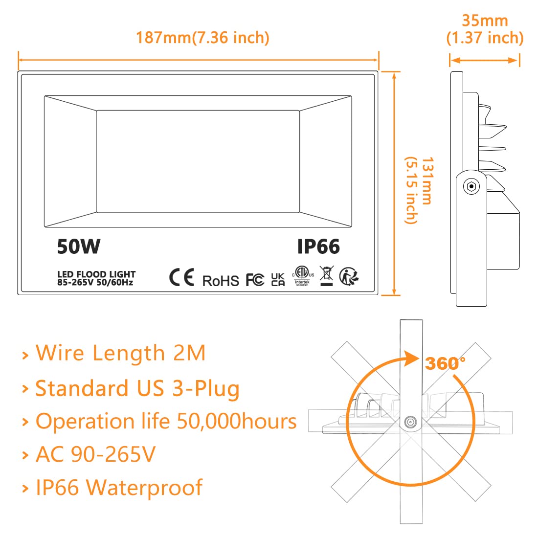 MELPO Led Flood Light 500W Equivalent, RGBW Led Outdoor Lights Colored Floodlight with Remote,50W,5000ML 2700K,120 Colors, Timing, Dimmable, Custom Modes, Landscape Lighting (2 Pack)