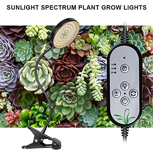 Grow Light 15W Sunlike Full Spectrum LED Plant Grow Lights with Timer Auto On/Off 4/8/12H Waterproof Grow Lamp for Indoor Plants, 5 Dimmable Levels, Adjustable Gooseneck