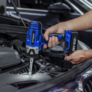 WORKSITE 20V Cordless Impact Wrench 3/8 Inch, Impact Gun with 2.0A Li-ion Battery, Charger, 8Pcs Driver Impact Sockets, 3/8" to 1/4" Adaptor & Extension Bar, Blue