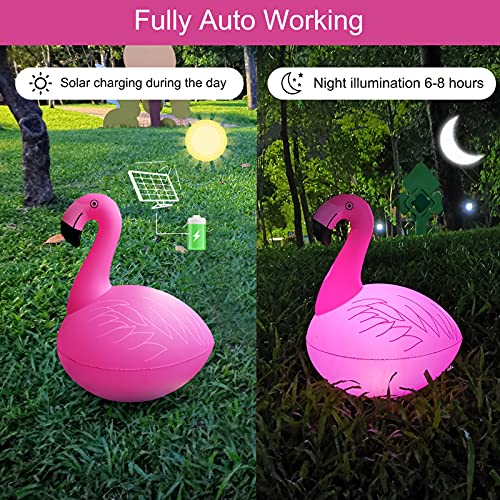 Rukars Solar Floating Lights 4 PCS, Flamingo Floating Pool Lights Solar Powered Glow Lights, Waterproof Auto On/Off LED Solar Lights Outdoor Decorative for Garden, Path, Yard, Patio, Party