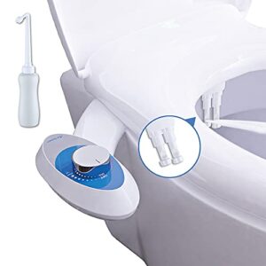 awinner bidet toilet seat attachment，non-electric ultra-thin fresh water sprayer bidet with self cleaning dual nozzle，adjustable water pressure bidet attachment for front and rear wash