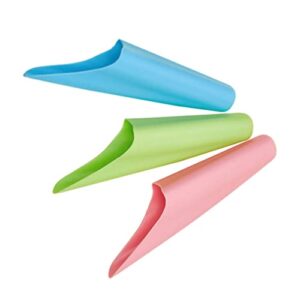 amosfun 3pcs gardening shovel cup plastic bucket shovel bonsai soil scoops for home succulent planting measuring spoon tool (blue pink green)