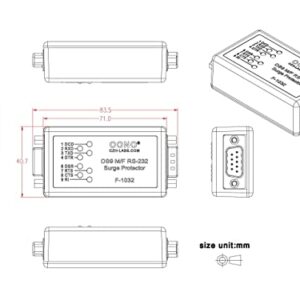 RS232 DB9M/F LED Link Tester with Surge Protection