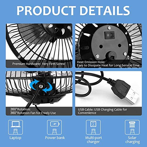 Solar Ventilator 5W 6inch USB Solar Panel Powered Fan for Camping Caravan Yacht Greenhouse Dog House Chicken House Ventilator