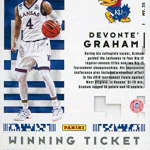 2020-21 Contenders Draft Picks Winning Tickets #35 Devonte' Graham Kansas Jayhawks Official NCAA Licensed Trading Card by Panini America