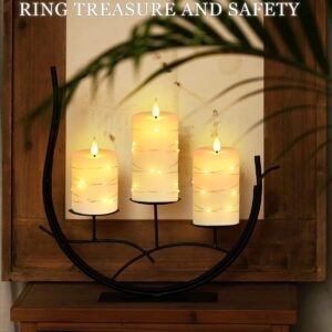 Flameless Candles With Remote, Battery Operated Candles LED Candles with string lights Flickering Candles with Timer, 4‘’ 5‘’ 6‘’ Candle For Seasonal and Festival Celebration’s Candles set of 3