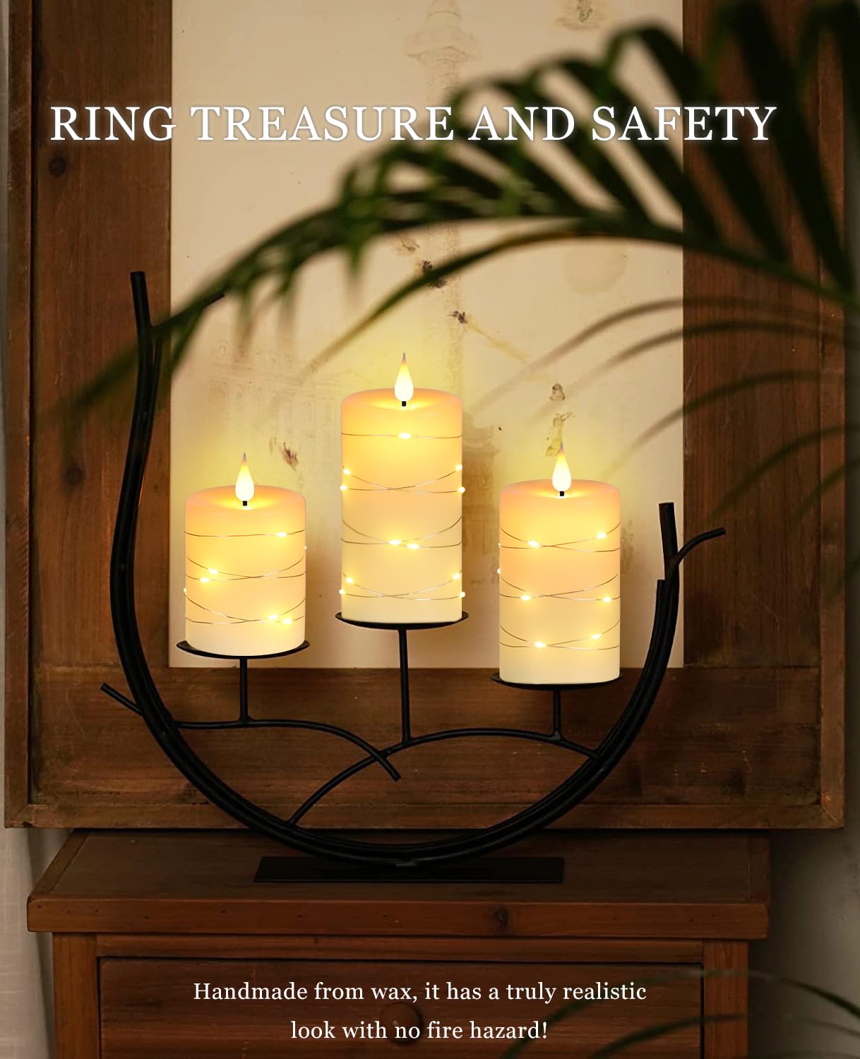 Flameless Candles With Remote, Battery Operated Candles LED Candles with string lights Flickering Candles with Timer, 4‘’ 5‘’ 6‘’ Candle For Seasonal and Festival Celebration’s Candles set of 3