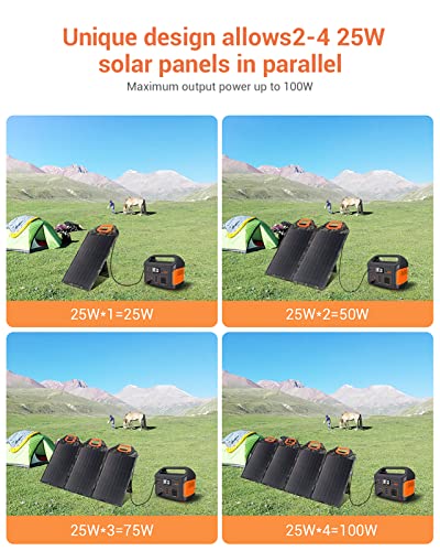 MOOLSUN 100W Solar Panel Power, Support 2-4 Parallel Power Increase(100w Max) High Output Performance Light Strength Sensor XT60 DC USB Portable Waterproof Monocrystall Solar Panel kit for Camping RV