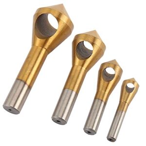 4pcs countersink chamfer tool deburring tool set metal wood drill bits for wood, pvc board, aluminum, insulation board