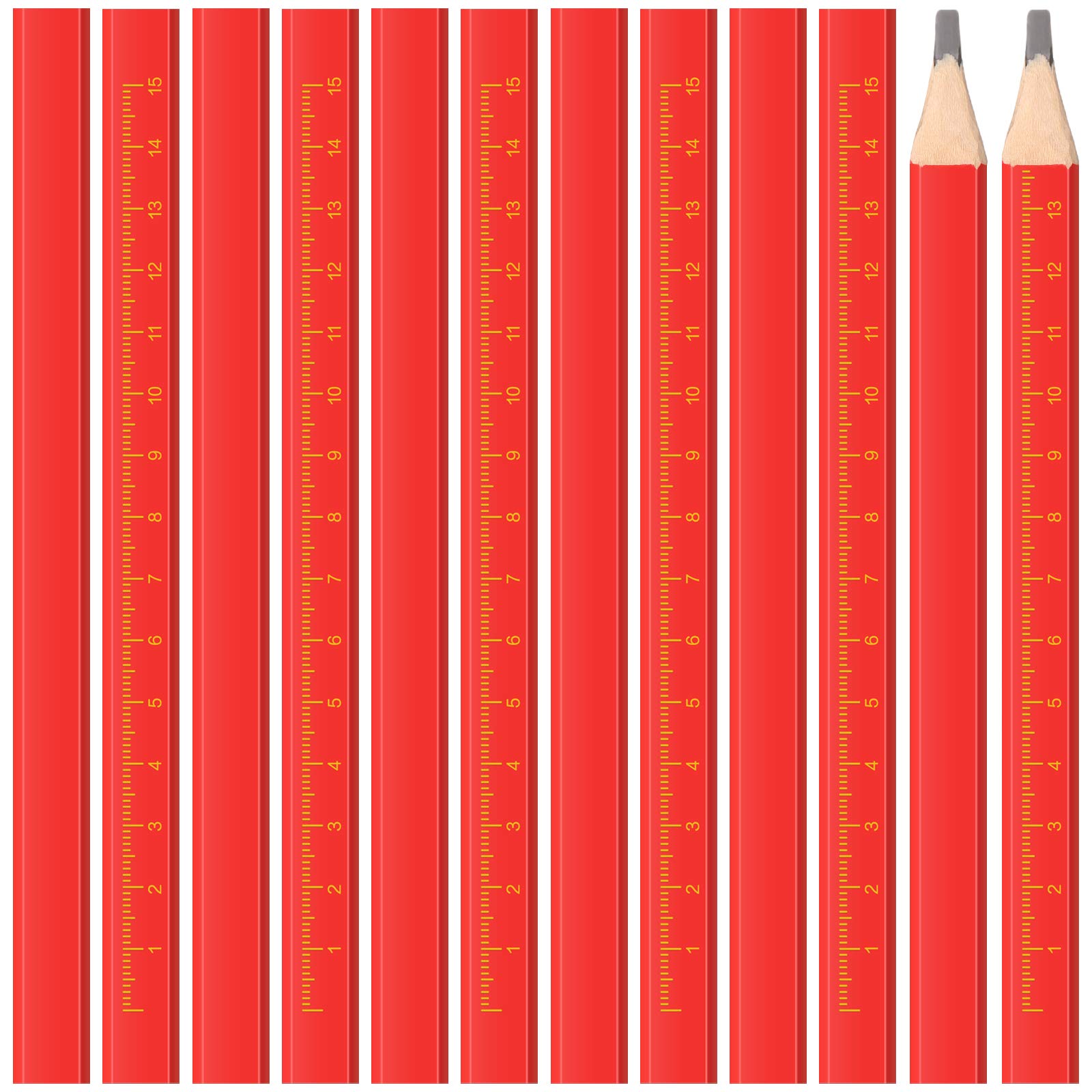 Zonon 100 Pieces Carpenter Pencils, Octagonal Red Hard Black Carpenter Pencils Construction Pencils for Woodworking Marking and Concrete Marking