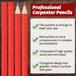 Zonon 100 Pieces Carpenter Pencils, Octagonal Red Hard Black Carpenter Pencils Construction Pencils for Woodworking Marking and Concrete Marking