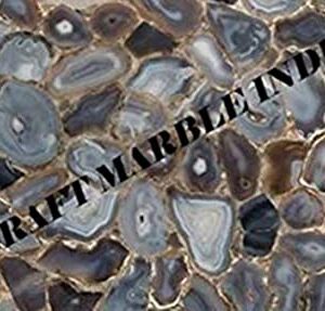 Natural Grey Agate Stone Round 24" x 24" Inch Coffee Table Top, Grey Agate Stone Round Centre Table Top, Gemstone Quartz, Customized Agate Stone Table Top, Piece Of Conversation, Family Heir Loom