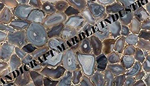 Natural Grey Agate Stone Round 24" x 24" Inch Coffee Table Top, Grey Agate Stone Round Centre Table Top, Gemstone Quartz, Customized Agate Stone Table Top, Piece Of Conversation, Family Heir Loom