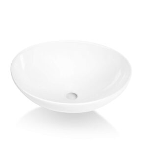 sinber 16" x 13" x 5.5" white oval ceramic countertop bathroom vanity vessel sink bvs1613a-ol