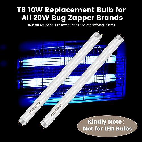 Bug Zapper Light Bulbs, Replacement Bulbs for 20W Electric Mosquito Zapper, 2 Pack 13'' 10W UV T8 Fluorescent Light Tube Replacement for 20W Indoor Outdoor Electronic Insect Pest Zapper Lamp Killer