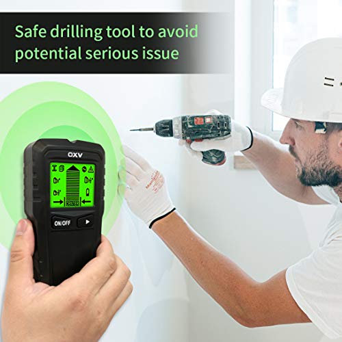 Stud Finder Wall Scanner-Improved 5 in 1 Sensor Locator/Electronic Beam Finders Center Finding/Deep Modes Detector for Wood,AC Wire and Metal Studs Joist Detection with LCD Display Sound Warning