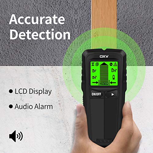 Stud Finder Wall Scanner-Improved 5 in 1 Sensor Locator/Electronic Beam Finders Center Finding/Deep Modes Detector for Wood,AC Wire and Metal Studs Joist Detection with LCD Display Sound Warning