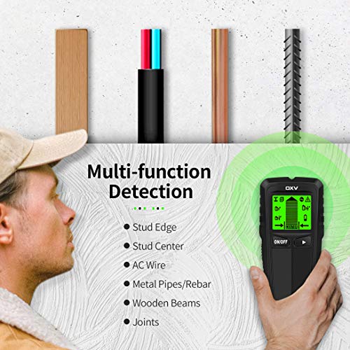 Stud Finder Wall Scanner-Improved 5 in 1 Sensor Locator/Electronic Beam Finders Center Finding/Deep Modes Detector for Wood,AC Wire and Metal Studs Joist Detection with LCD Display Sound Warning