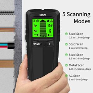 Stud Finder Wall Scanner-Improved 5 in 1 Sensor Locator/Electronic Beam Finders Center Finding/Deep Modes Detector for Wood,AC Wire and Metal Studs Joist Detection with LCD Display Sound Warning