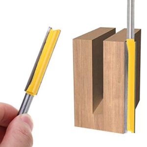 Mesee Set of 2 Pieces Extra Long Straight Router Bit Set, 1/4-Inch Shank Double Flute Straight Grooving Bits Trimming Cutter Woodworking Milling Tools with 2" & 3" Cutting Height