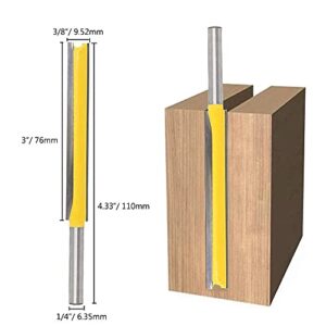 Mesee Set of 2 Pieces Extra Long Straight Router Bit Set, 1/4-Inch Shank Double Flute Straight Grooving Bits Trimming Cutter Woodworking Milling Tools with 2" & 3" Cutting Height