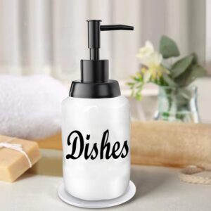 JANEAST Soap Dispenser - White Ceramic Bottles with Black Pump and Lettering- Refillable Liquid Hand Soap Dispenser for Kitchen Counter Decor-Kitchen Sink-Bathroom, Premium Kitchen Soap Dispenser