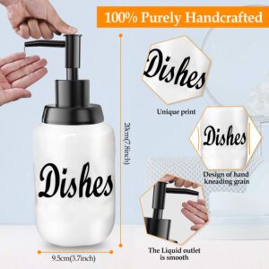 JANEAST Soap Dispenser - White Ceramic Bottles with Black Pump and Lettering- Refillable Liquid Hand Soap Dispenser for Kitchen Counter Decor-Kitchen Sink-Bathroom, Premium Kitchen Soap Dispenser