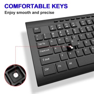 TNBIU Wireless Keyboard, 2.4G Ergonomic Wireless Computer Keyboard, Full Size PC Keyboard with Numeric Keypad for Laptop/Desktop/Surface/Chromebook/Notebook