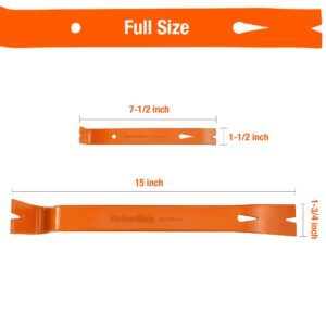 ValueMax 2-piece Flat Pry Bar Set, Includes 7-1/2” Mini Pry Bar, 15” Heavy Duty Nail Puller, Claw Bar, Wonder Bar, Corrosion Resistant Carbon Steel Made, for Kitchen Remodel, Prying Apart Boards