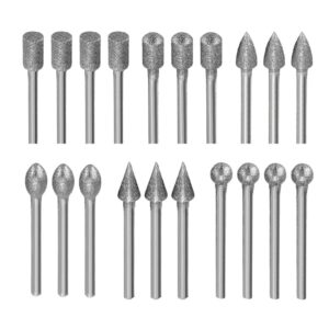 𝐋𝐮𝐨 𝐤𝐞 20 pcs diamond burr sets, 1/8 inch shank stone carving sets diamond grinding bits for dremel rotary tools (120#)