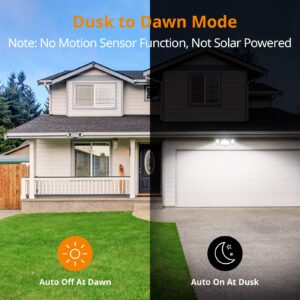 LEPOWER 4500LM LED Flood Light Outdoor Dusk to Dawn, 45W Security Lights Outdoor with 3 Adjustable Heads, IP65 Waterproof, 5000K, Photocell Flood Light Fixture for Garage, Patio, Yard