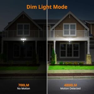 LEPOWER 45W Flood Lights Motion Sensor Outdoor Lights, 4800LM LED Security Light, Dusk to Dawn Motion Sensor Light, 3 Modes, 5000K, IP65 Waterproof, 3 Head Outdoor Flood Light for Garage Yard Porch